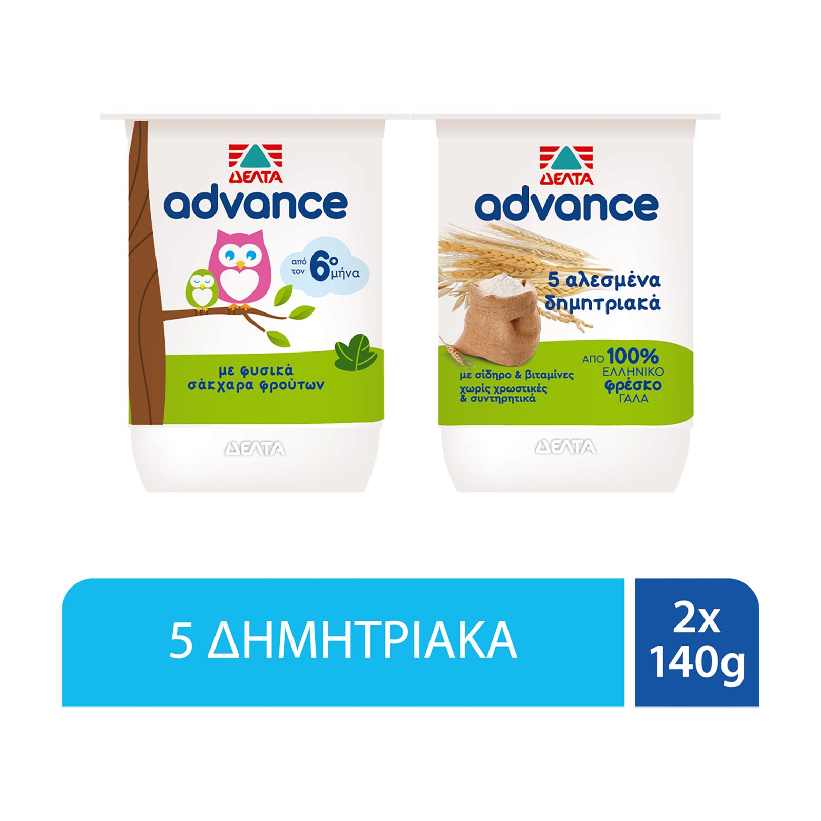 ΔΕΛΤΑ Advance Επιδόρπιο Γιαουρτιού με 5 Δημητριακά 2x140gr | ΣΚΛΑΒΕΝΙΤΗΣ
