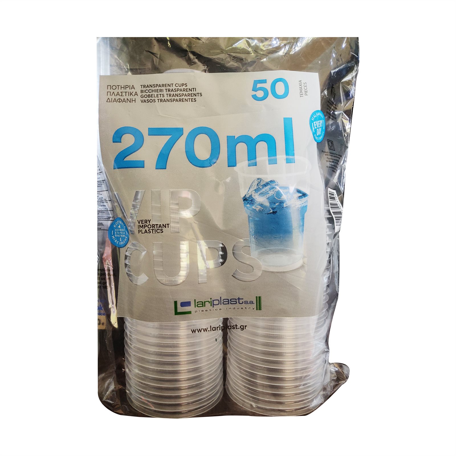 LARIPLAST Ποτήρια Πλαστικά Διάφανα 270ml 50τεμ | ΣΚΛΑΒΕΝΙΤΗΣ