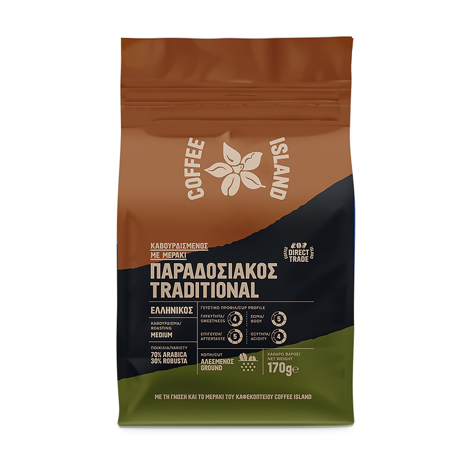 COFFEE ISLAND Παραδοσιακός Καφές Ελληνικός αλεσμένος 170gr | ΣΚΛΑΒΕΝΙΤΗΣ