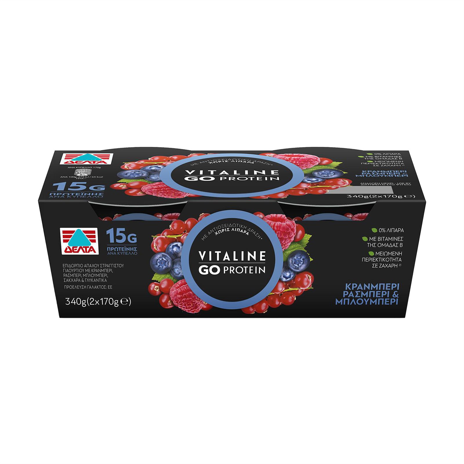 ΔΕΛΤΑ Vitaline Go Protein Επιδόρπιο Γιαουρτιού με Κράνμπερι Ράσμπερι ...