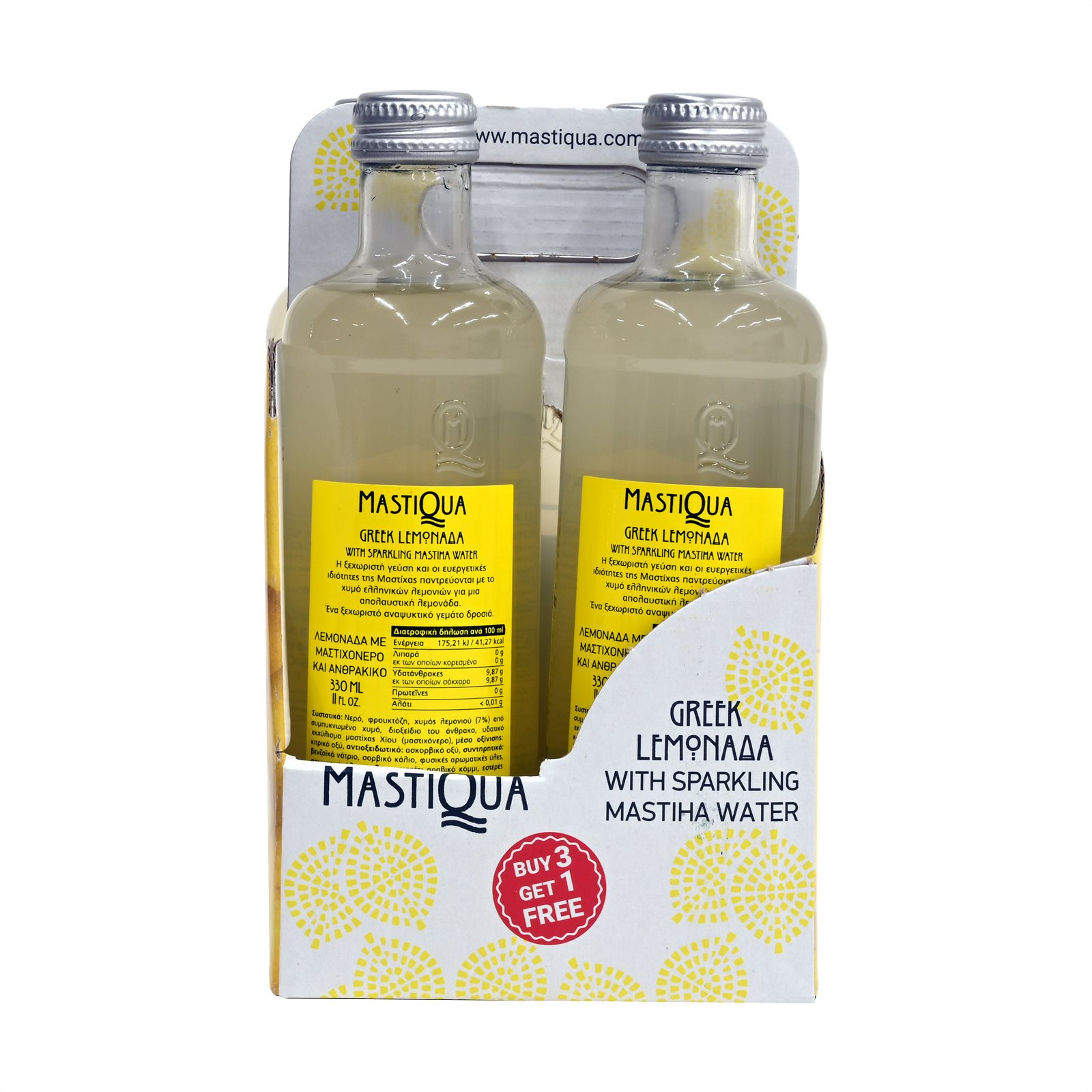 MASTIQUA Λεμονάδα με Μαστιχόνερο & Ανθρακικό 3x330ml +1 Δώρο | ΣΚΛΑΒΕΝΙΤΗΣ