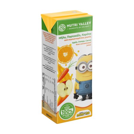 NUTRI VALLEY Minions Χυμός Φυσικός Μήλο Πορτoκάλι Καρότο 250ml ...